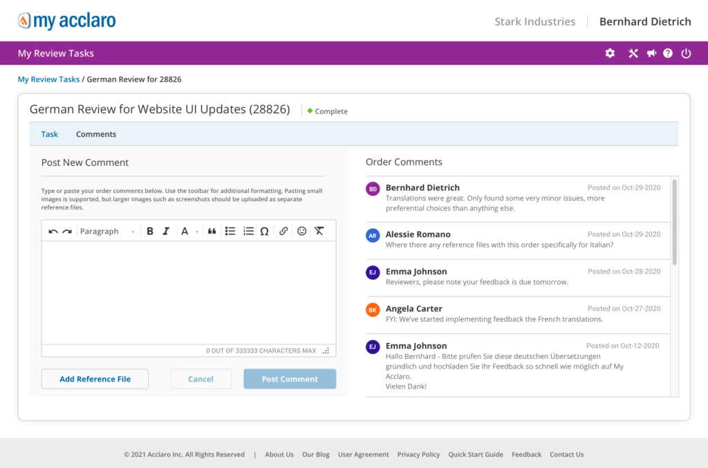 My Acclaro — your new hub for translation review management | Acclaro